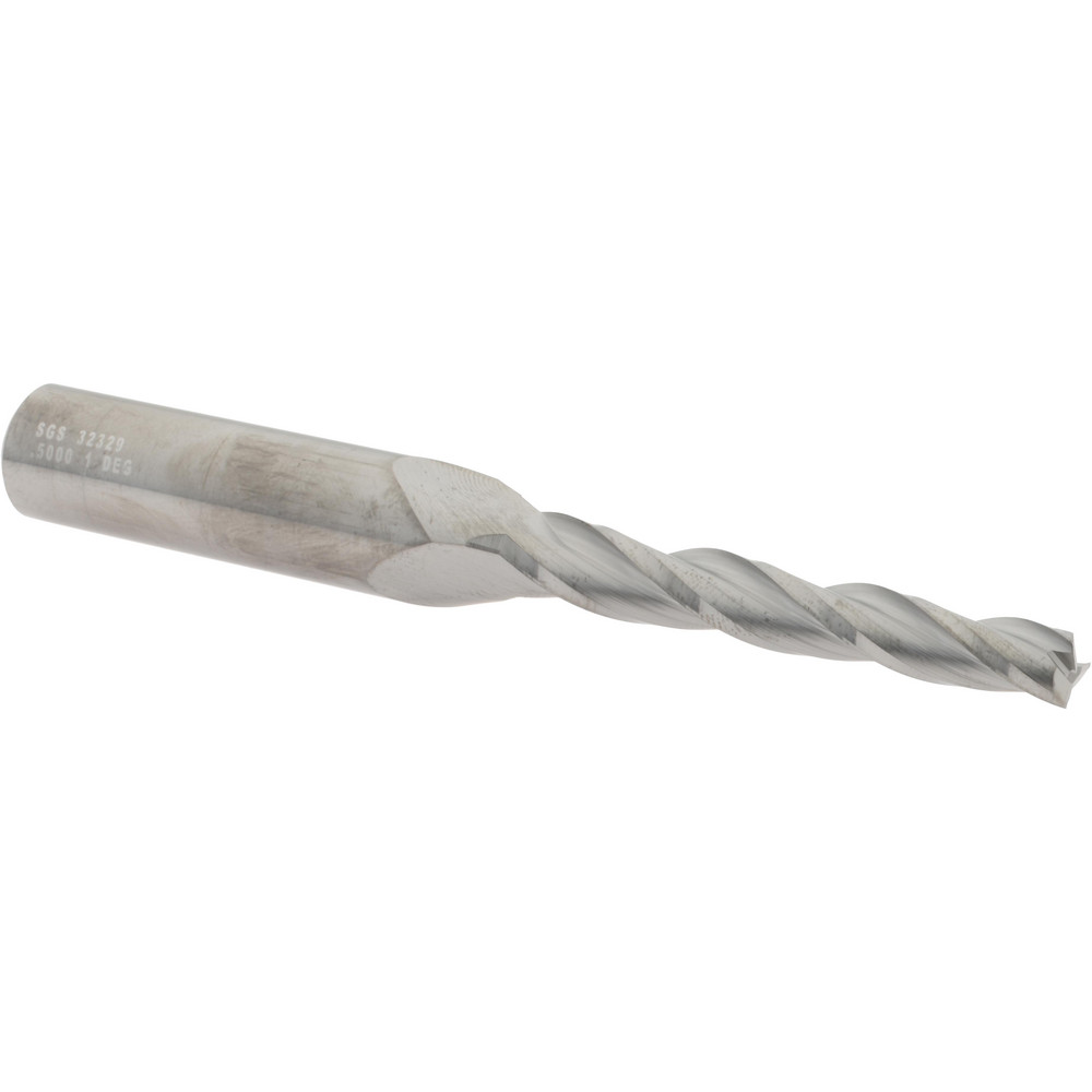 SGS - Tapered End Mill: 1 deg Angle per Side, 1/4" Small Dia, 2" LOC, 3 ...