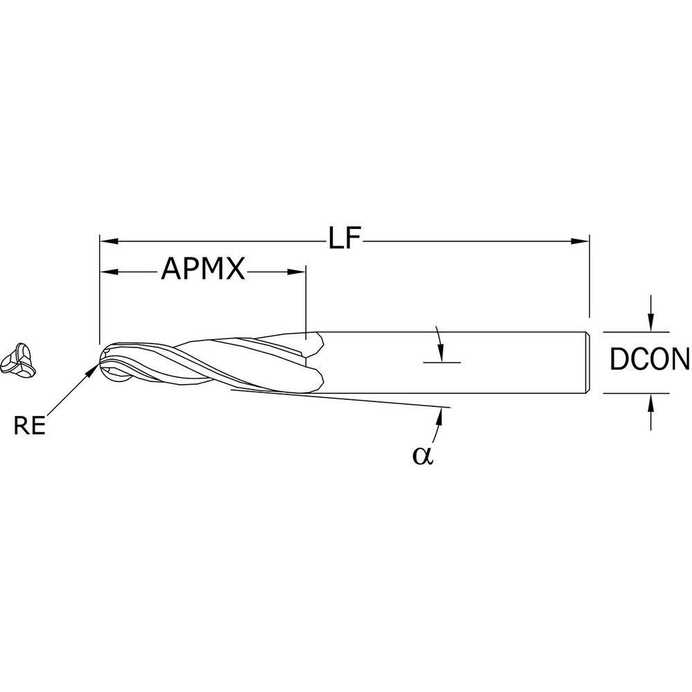 SGS - Tapered End Mill: 10 deg Angle per Side, 1/8" Small Dia, 1" LOC ...