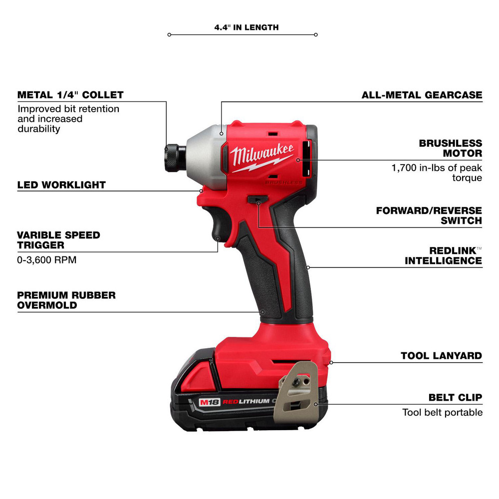 Milwaukee Tool - Impact Drivers: Voltage: 18.00; Handle Type: Pistol ...