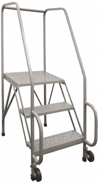 PW Platforms - Steel Tilt & Roll Rolling Ladder: 30" Platform, 3 Step ...