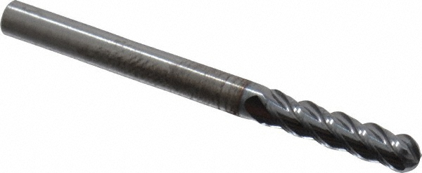 RobbJack - 1/8" Diam, 1/2" LOC, 4 Flute Solid Carbide Ball End Mill ...