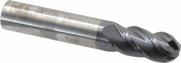 RobbJack - 1/2" Diam, 1" LOC, 4 Flute Solid Carbide Ball End Mill ...