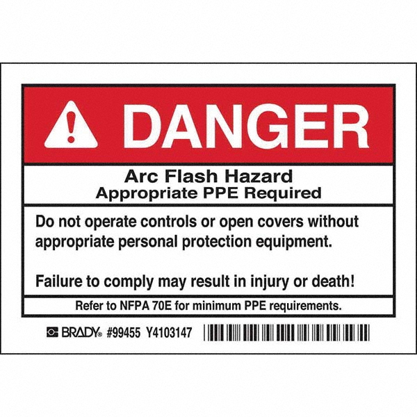 Brady - Label Maker Label: Black & Red on White, Polyester, 5 per Roll ...