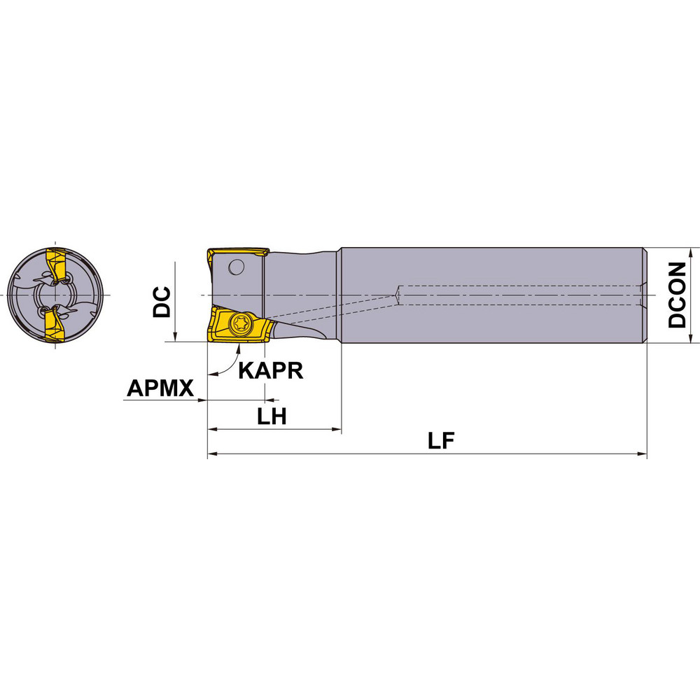 Mitsubishi - Indexable Square-Shoulder End Mill: APX4000UR162SA16LA, 0. ...