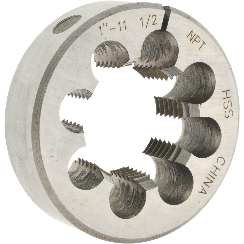 1 - 11-1/2 NPT x 2-1/2" OD Round Adjustable Pipe Die - High Speed Steel