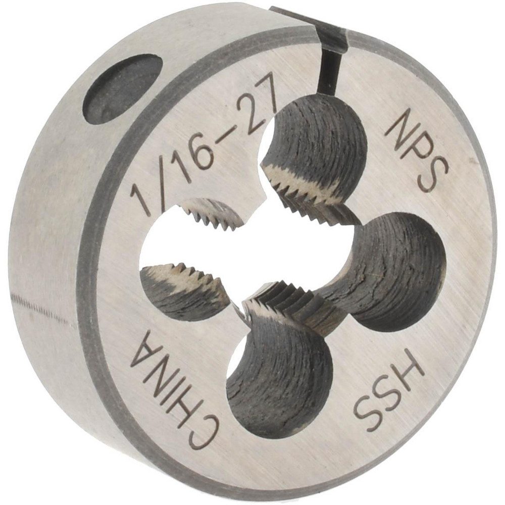 1/16-27 NPS x 1" OD Round Adjustable Pipe Die - High Speed Steel