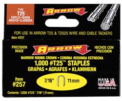Arrow - Galvanized Steel Cable Staple: 7/16" Leg Length | MSC Direct