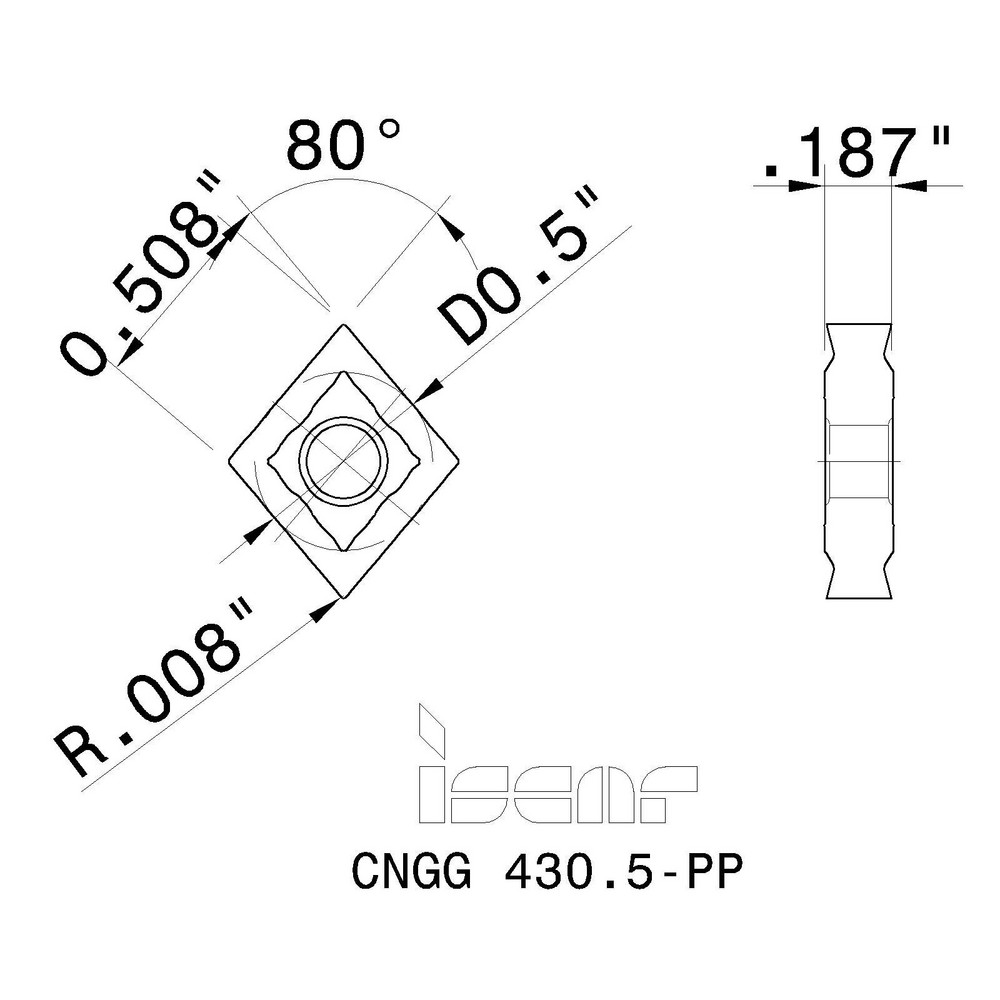 Iscar - Turning Inserts: Insert Style: CNGG; ANSI Size Code: 430.5; ISO ...