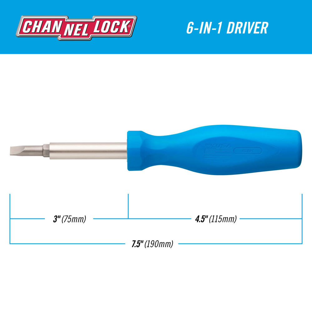 Channellock - Bit Screwdrivers: Type: 6 in 1 Multi-Driver; Tip Type ...