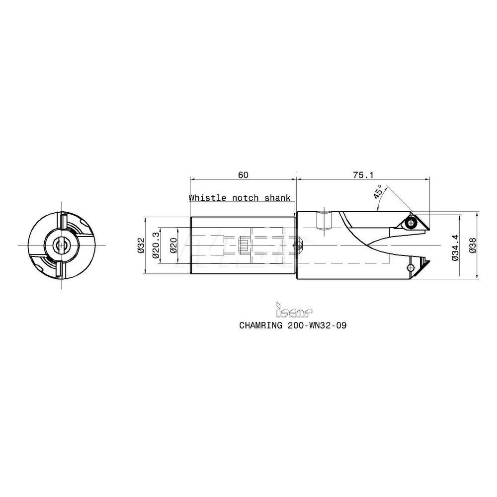 Iscar - Series ChamRing, 38mm Overall Dia, 135mm OAL Drilling Chamfer ...