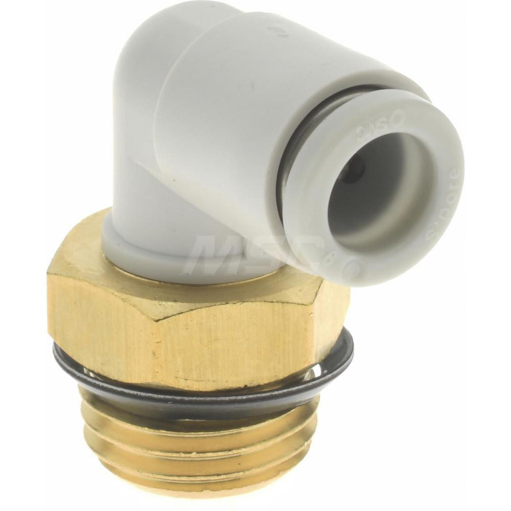 SMC PNEUMATICS - 6mm OD, 1/4 Universal, Brass/Polybutylene Push-to-Connect Male Elbow - 04410916 ...