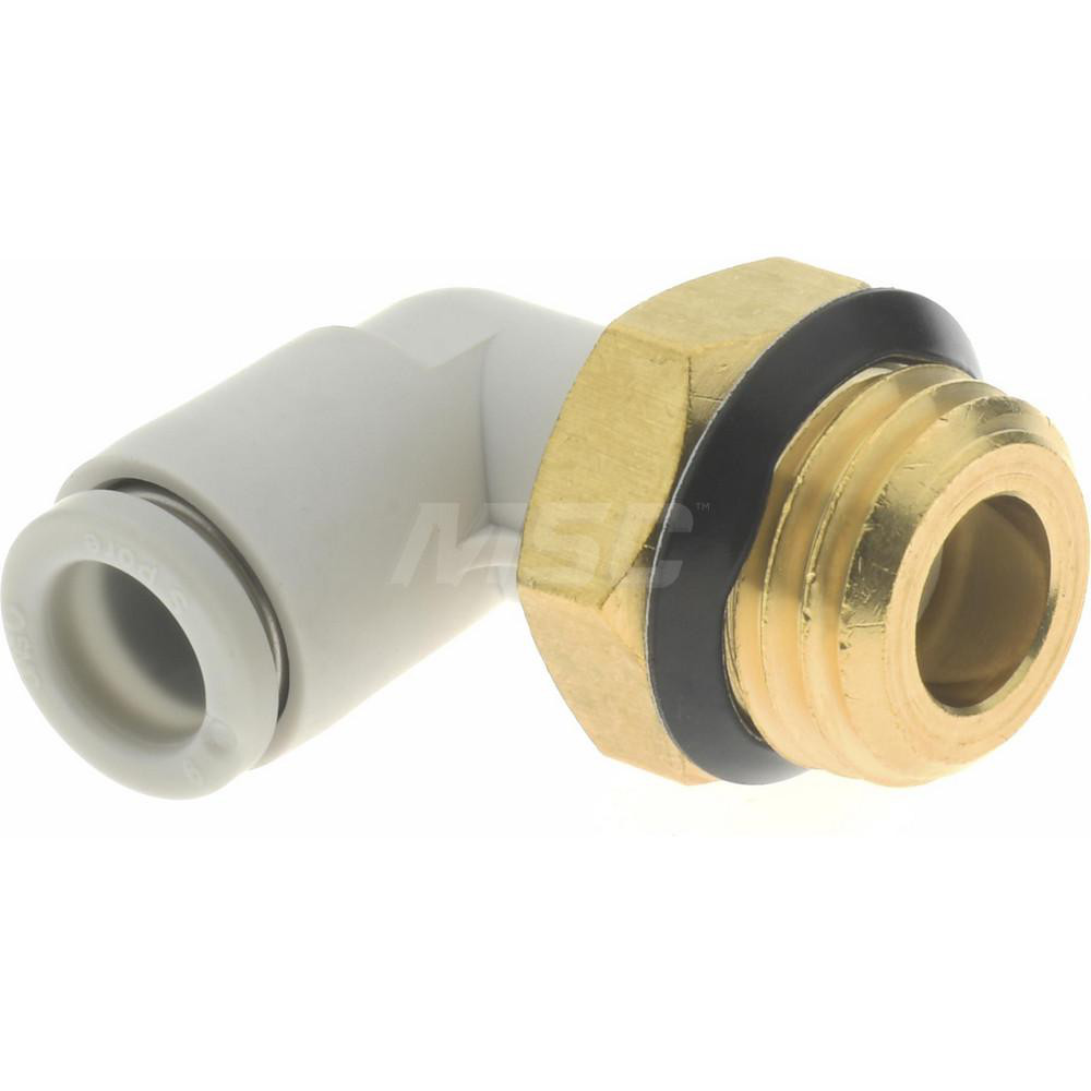 SMC PNEUMATICS - 6mm OD, 1/4 Universal, Brass/Polybutylene Push-to-Connect Male Elbow - 04410916 ...