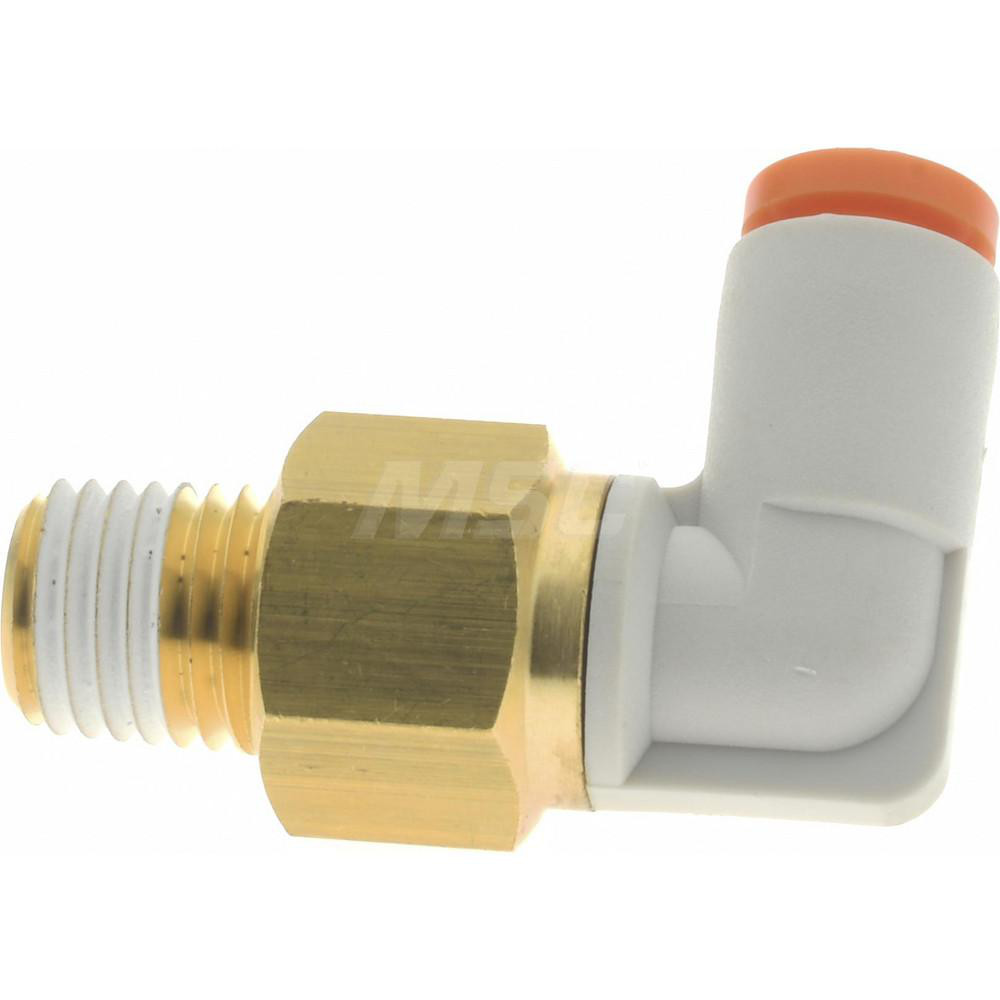 SMC PNEUMATICS - 5/32" OD, 1/8 Universal, Brass/Polybutylene Push-to-Connect Male Elbow ...