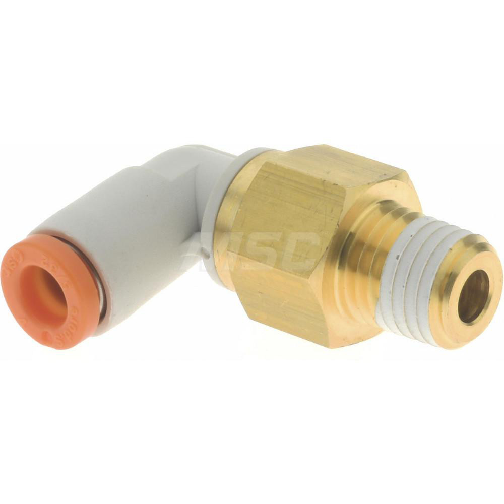 SMC PNEUMATICS - 5/32" OD, 1/8 Universal, Brass/Polybutylene Push-to-Connect Male Elbow ...