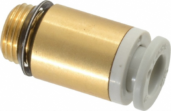 SMC PNEUMATICS - 6mm OD, 1/8 Universal, Brass/Polybutylene Push-to-Connect Male Connector Hex ...
