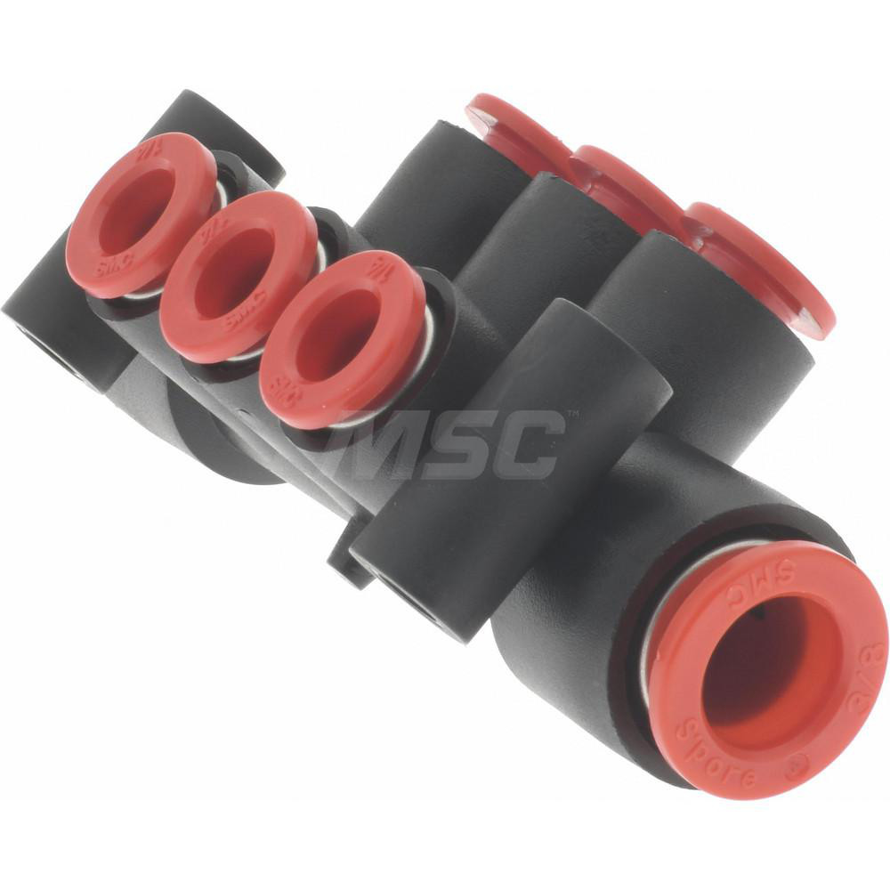 SMC PNEUMATICS - Manifold: 3/8" Inlet, 1/4" Outlet, 2 Inlet Ports, 6 ...
