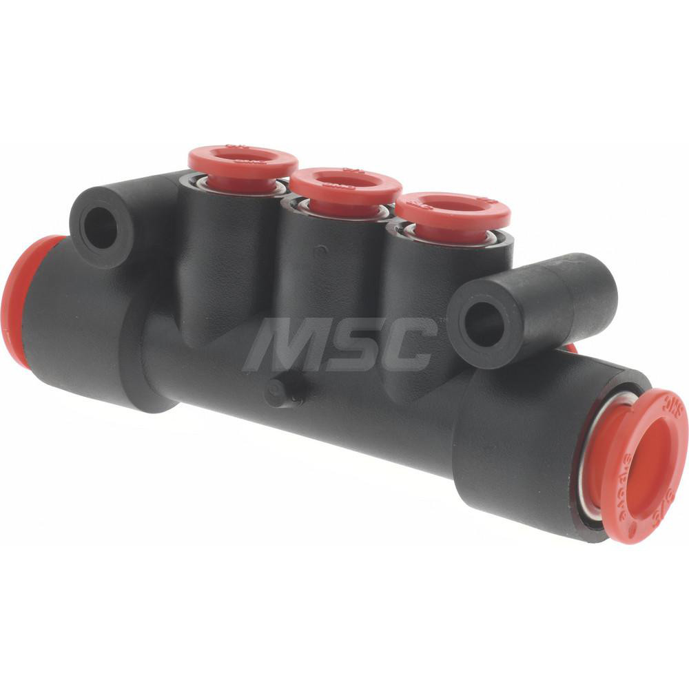 SMC PNEUMATICS - Manifold: 3/8" Inlet, 1/4" Outlet, 2 Inlet Ports, 6 ...