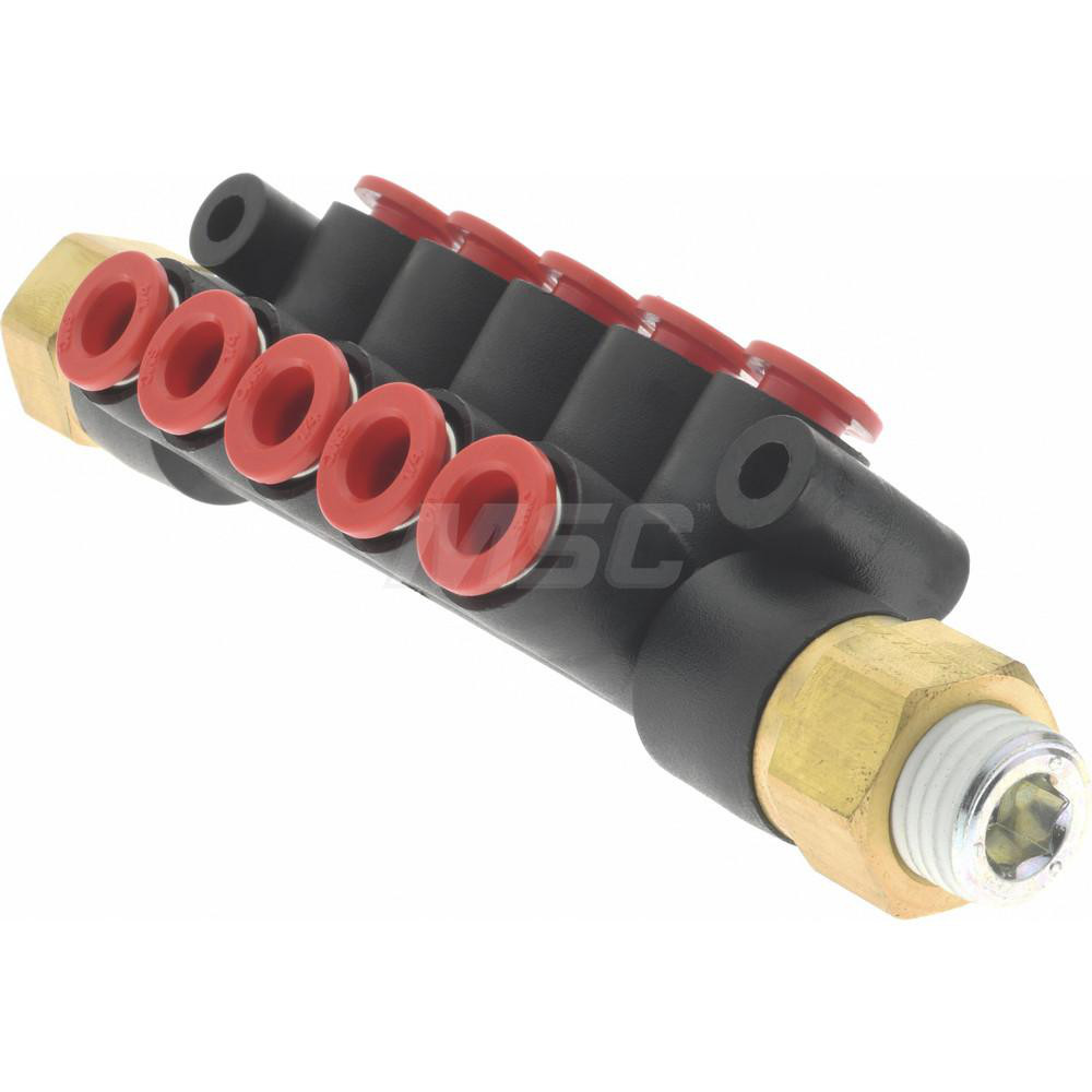 SMC PNEUMATICS - Manifold: 1/4" Inlet, 1/4" Outlet, 2 Inlet Ports, 10 ...