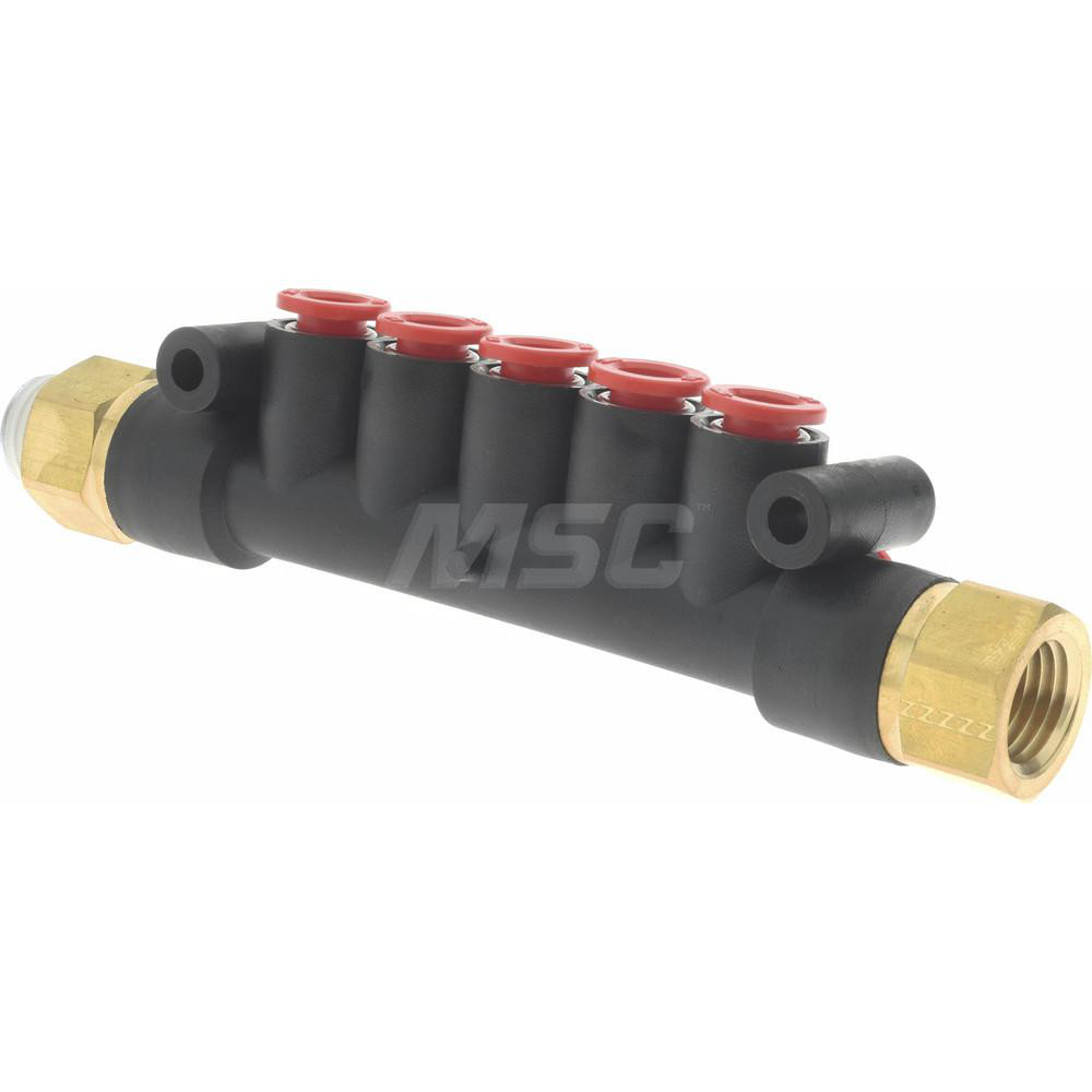 SMC PNEUMATICS - Manifold: 1/4" Inlet, 1/4" Outlet, 2 Inlet Ports, 10 ...