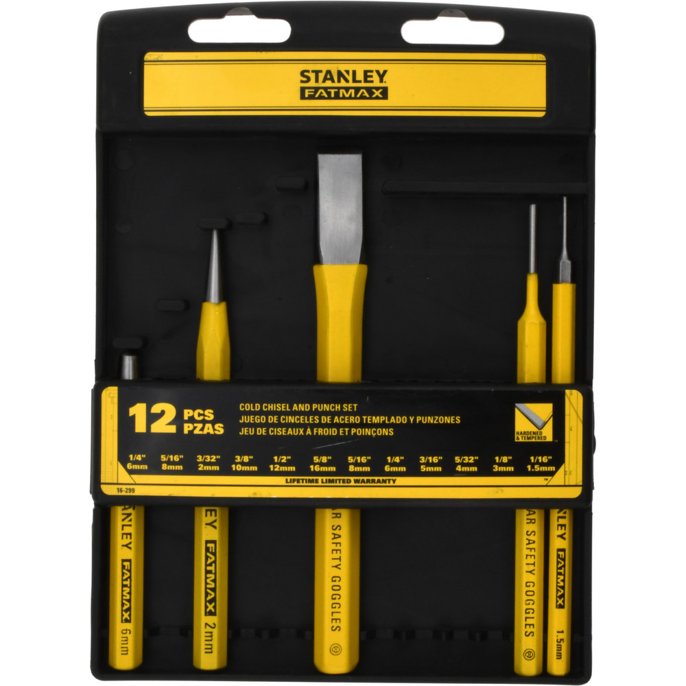 Stanley - Punch & Chisel Set: 12 Pc, 3/8 - 5/8" Chisel, 1/16 - 5/16 ...