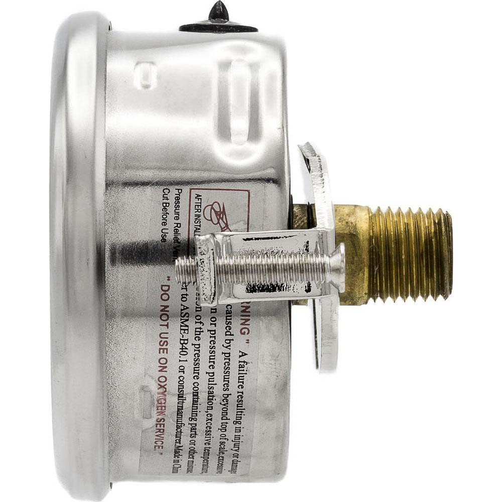 PIC Gauges - Pressure Gauge: 2-1/2" Dial Dia, 0 to 160 psi, 1/4" MNPT, U-Clamp Panel (Center ...