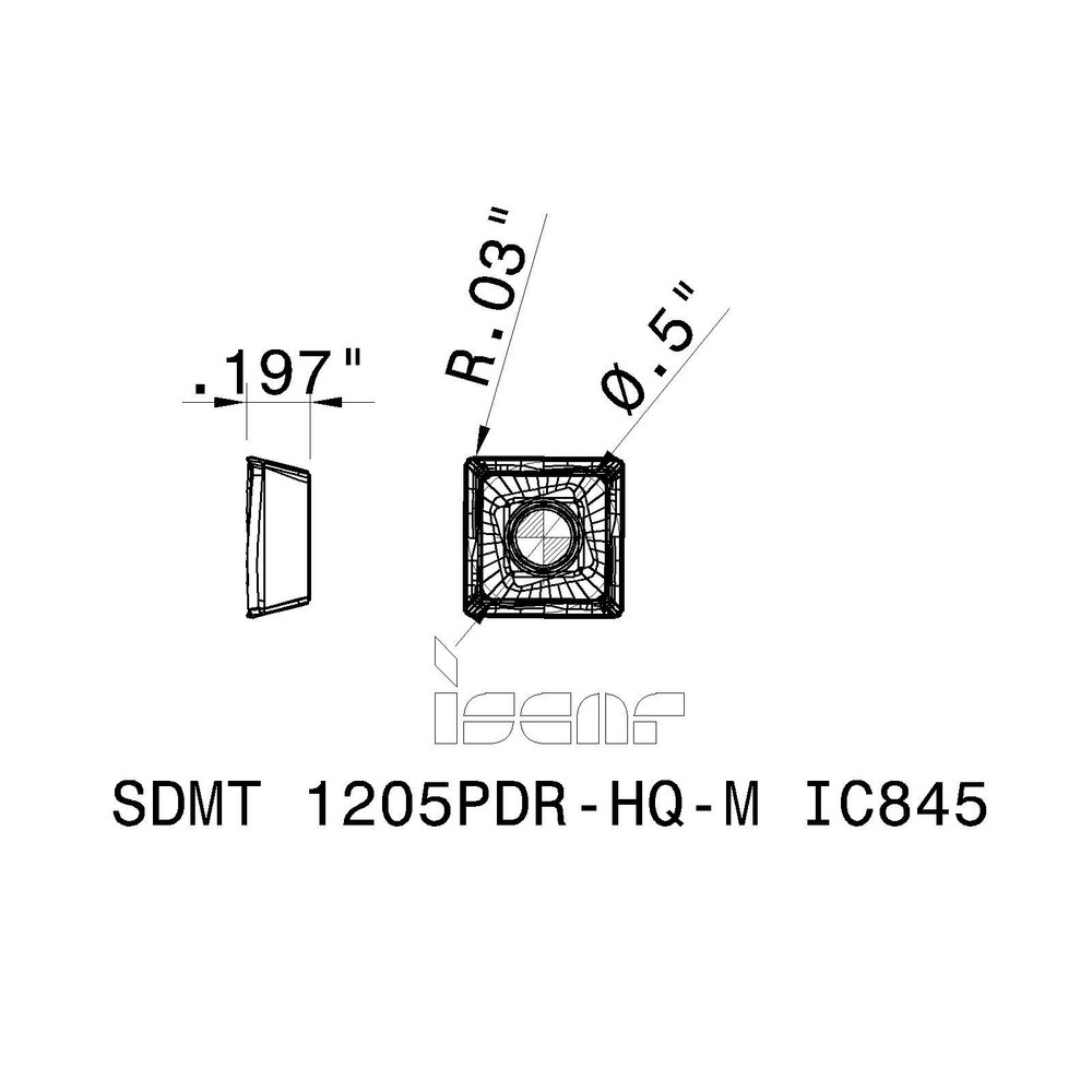 Iscar - Milling Insert: ANSI SDMT 1205PDR-HQ-M IC910, ISO SDMT 1205PDR ...