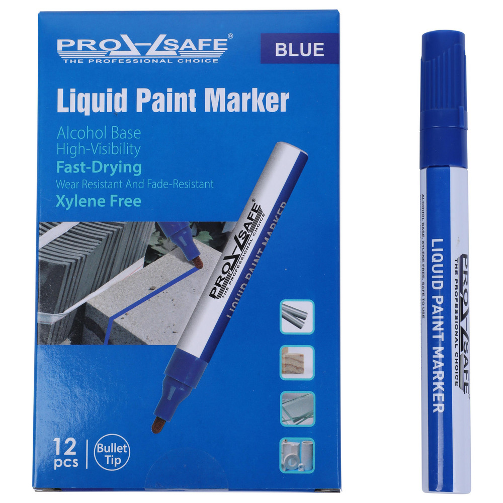 PRO-SAFE - Liquid Paint Marker: Blue, Alcohol-Based, Bullet Tip | MSC ...