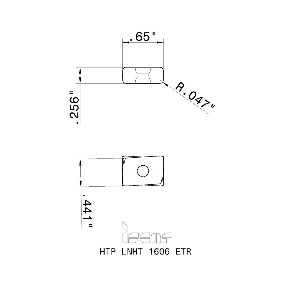 Iscar - Milling Insert: ANSI HTP LNHT 1606 ETR IC908, ISO HTP LNHT 1606 ...