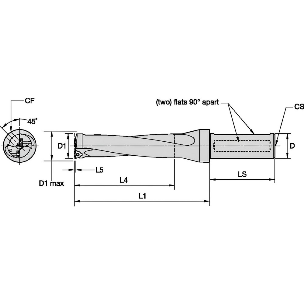 Kennametal - Indexable Insert Drill: DFT2000R4SSF200, 2-1/4" Max Dia, 8 ...
