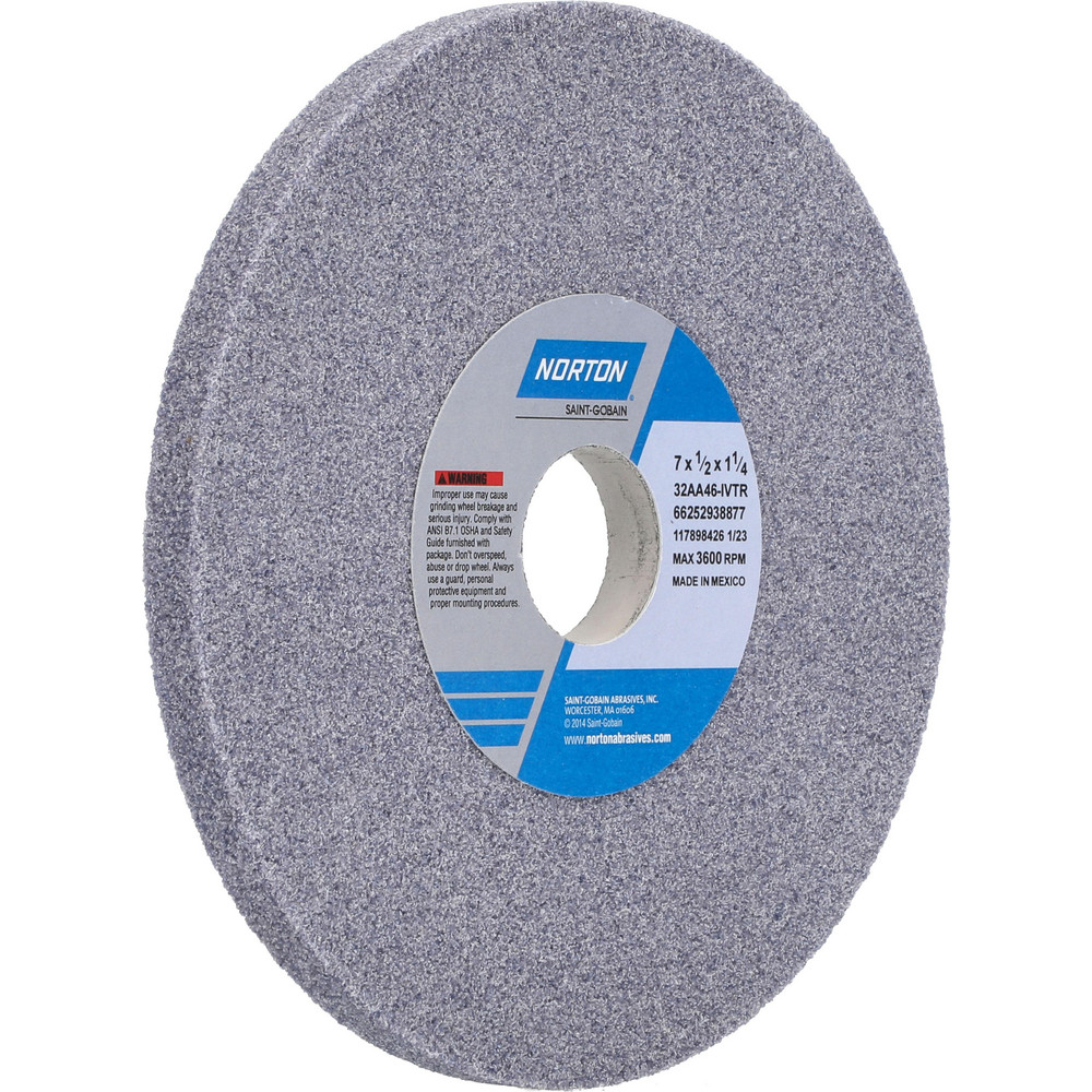 Norton - Surface Grinding Wheel: 7" Dia, 1/2" Thick, 1-1/4" Arbor, 46 ...