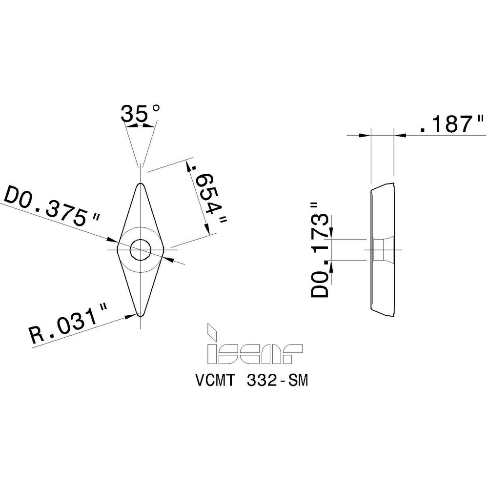 Iscar - Turning Insert: VCMT 332-SM IC907, Carbide | MSC Direct