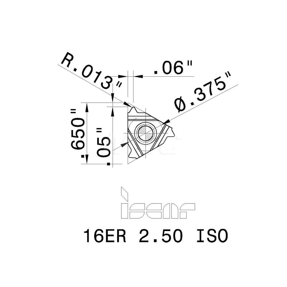 Iscar - Laydown Threading Insert: 16ER 2.50 ISO IC908, Carbide | MSC Direct