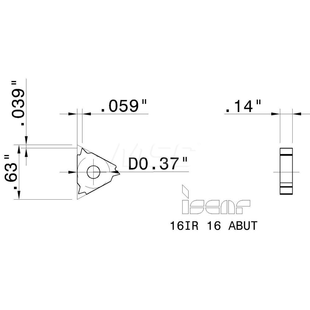 Iscar - Laydown Threading Insert: 16IR 16 ABUT IC908, Carbide | MSC Direct