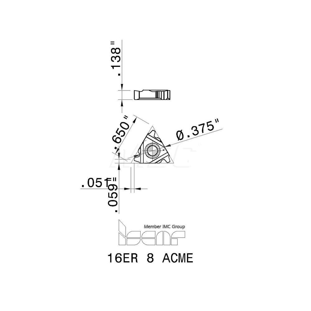 Iscar - Laydown Threading Insert: 16ER 8 ACME IC908, Carbide | MSC Direct