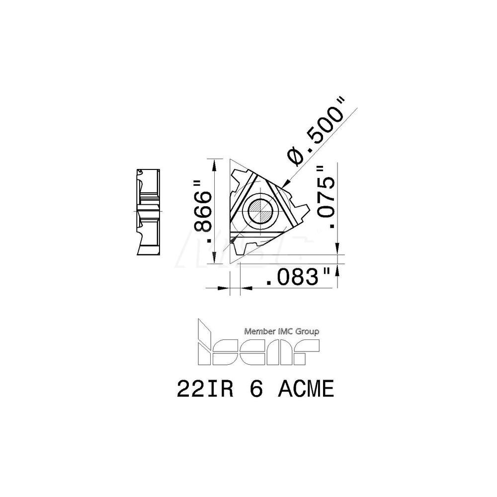 Iscar - Laydown Threading Insert: 22IR 6 ACME IC908, Carbide | MSC Direct