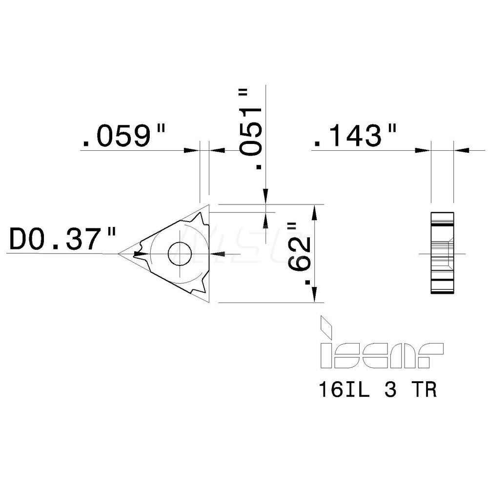 Iscar - Laydown Threading Insert: 16IL 3 TR IC908, Carbide | MSC Direct