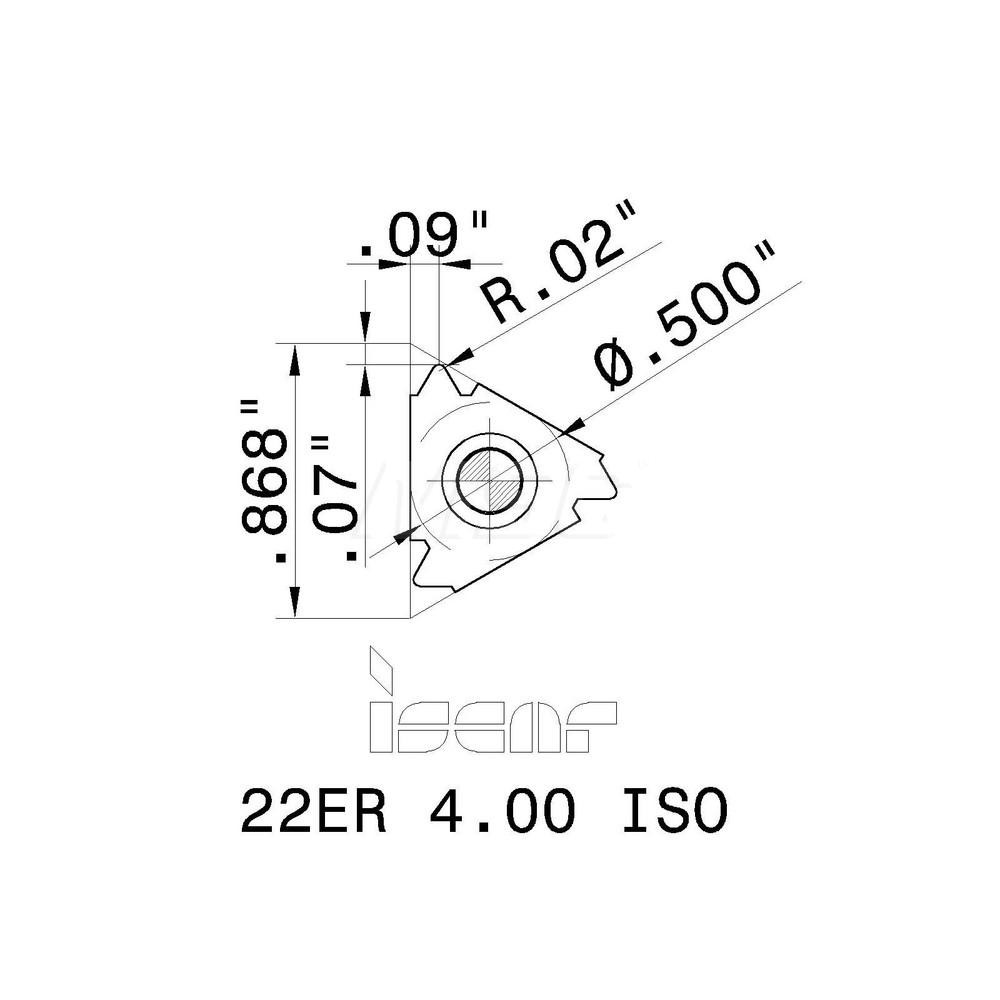 Iscar - Laydown Threading Insert: 22ER 4.00 ISO IC250, Carbide | MSC Direct