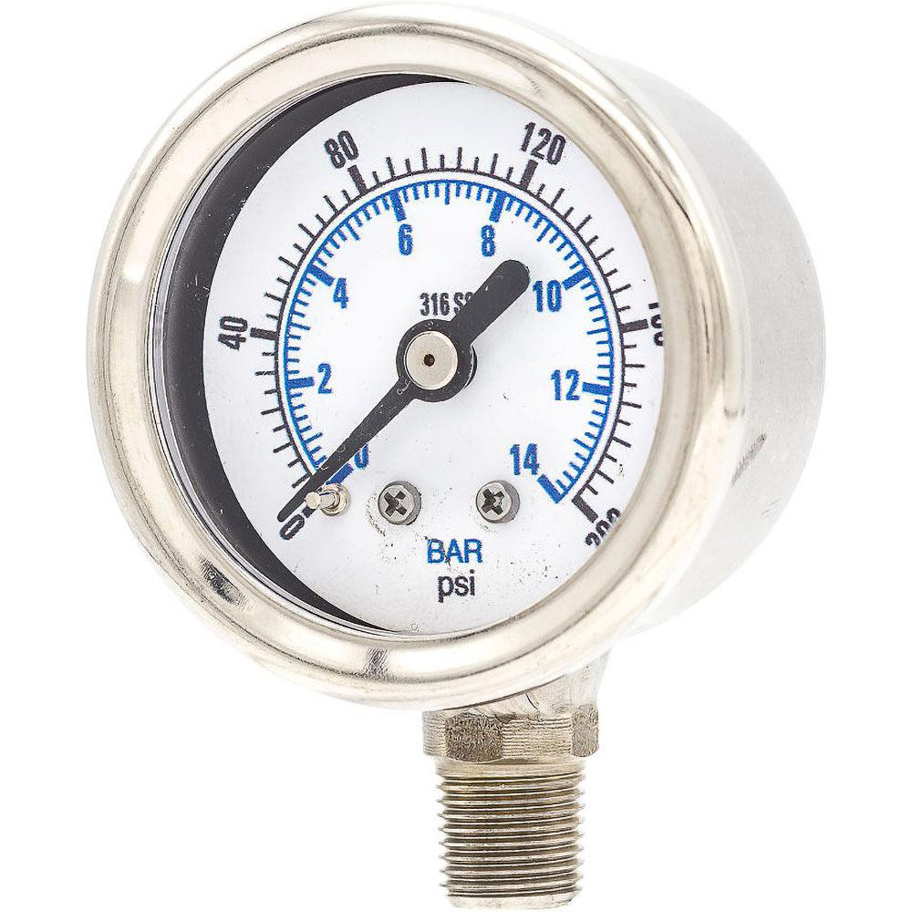 PIC Gauges - Pressure Gauge: 11-1/2" Dial Dia, 0 to 200 psi, 1/8" NPT, Lower Mount | MSC Direct
