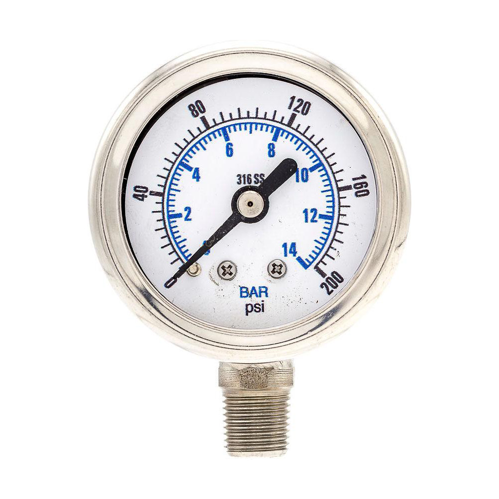 PIC Gauges - Pressure Gauge: 11-1/2" Dial Dia, 0 to 200 psi, 1/8" NPT ...