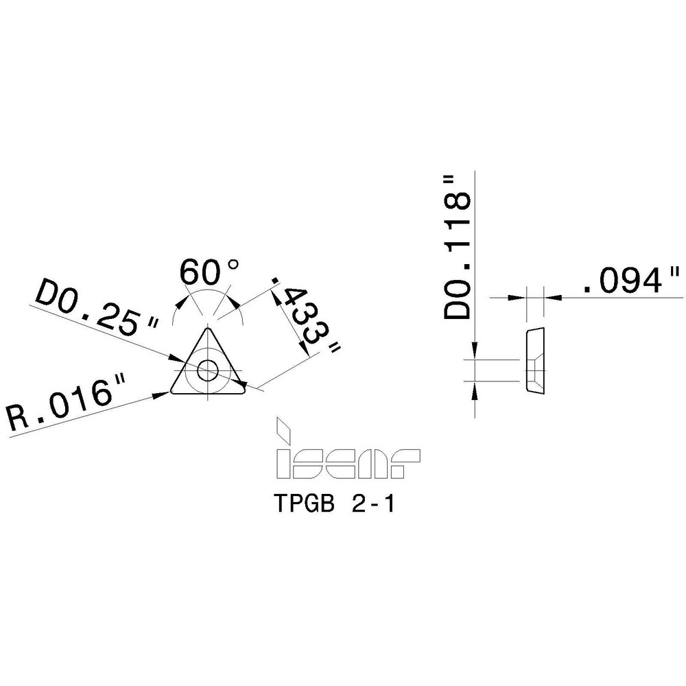 Iscar - Turning Insert: TPGB 2-1 IC20, Carbide | MSC Direct