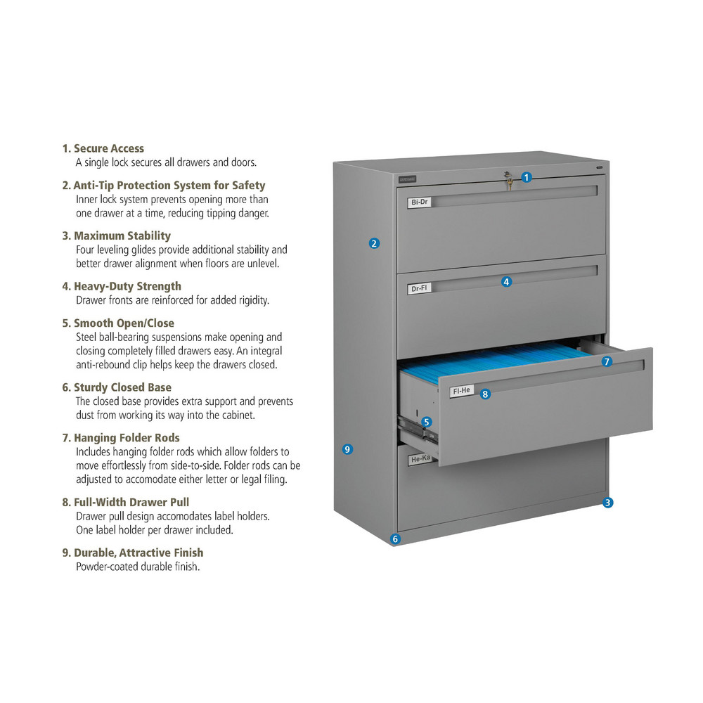 Tennsco - Lateral File Cabinet: 2 Drawer, Steel, Putty | MSC Direct