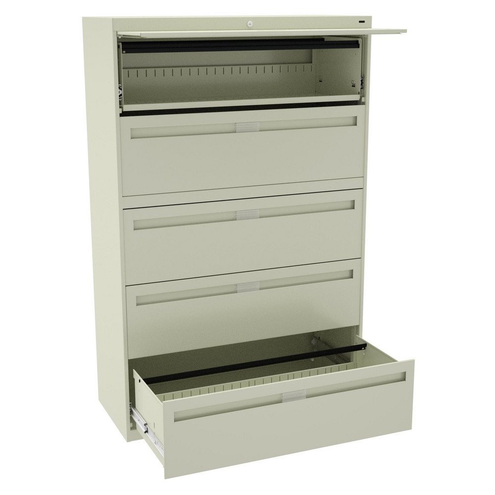Tennsco - Lateral File Cabinet: 5 Drawer, Steel, Putty | MSC Direct