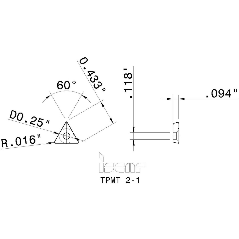 Iscar - Turning Insert: TPMT 2-1 IC907, Carbide | MSC Direct