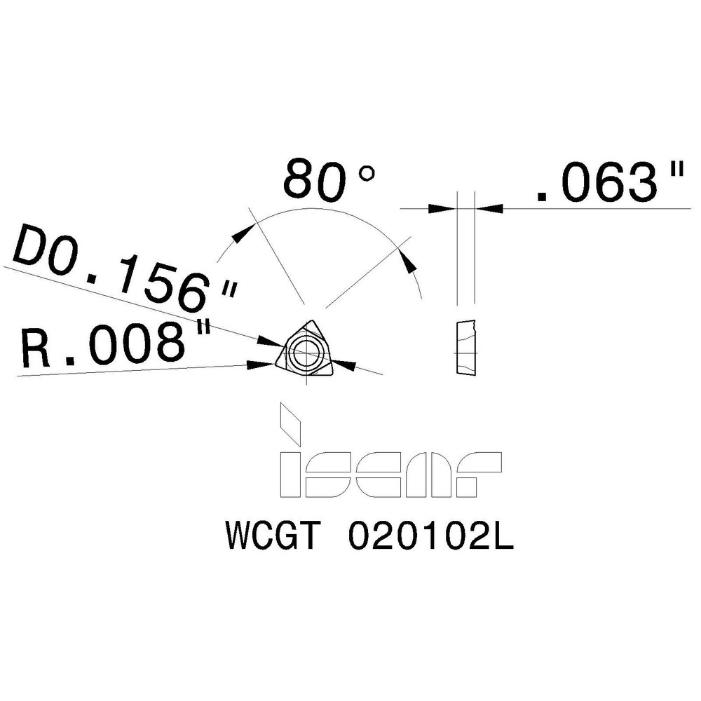 Iscar - Boring Inserts: Insert Style: WCGT; Insert Size Code: 020102 ...