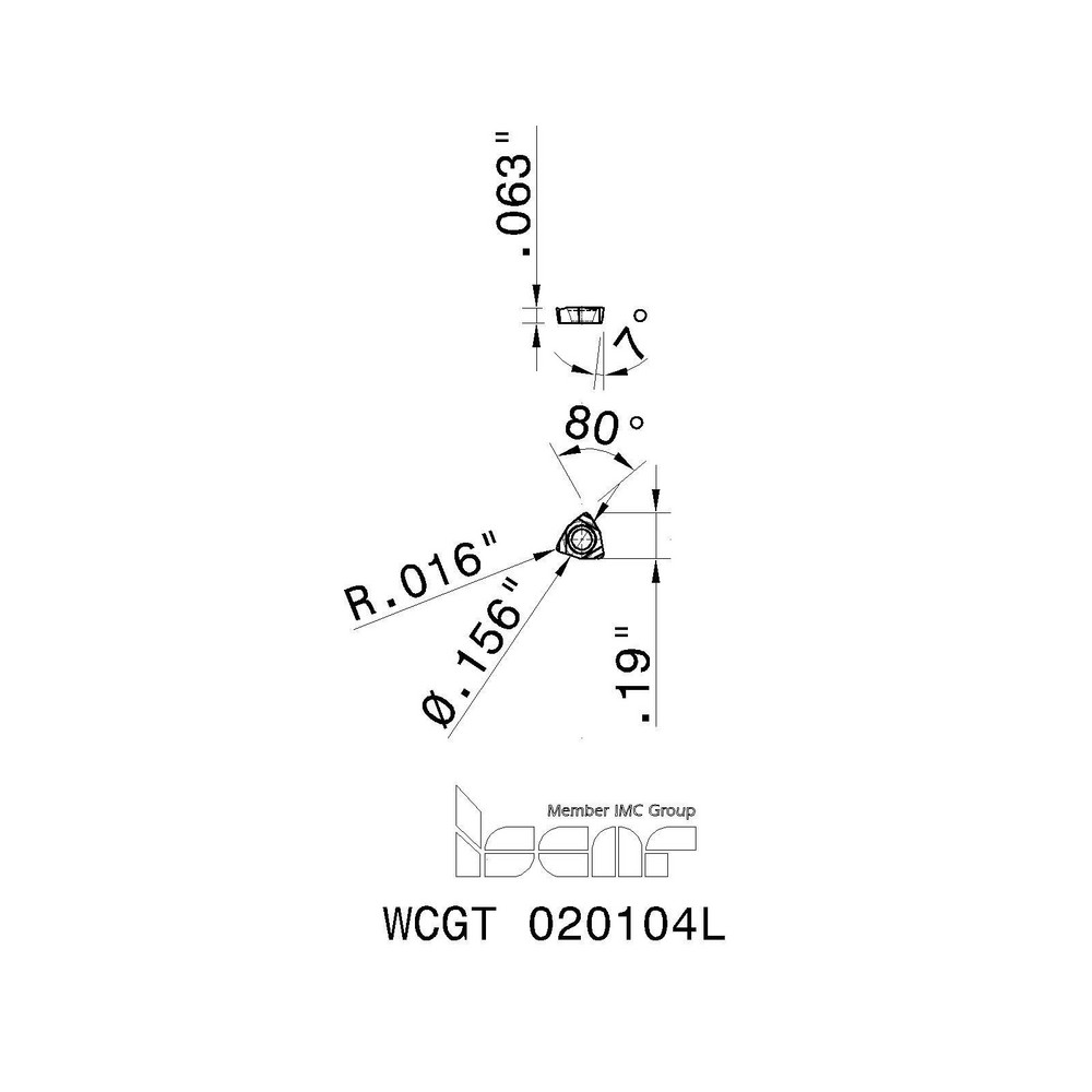 Iscar - Boring Inserts: Insert Style: WCGT; Insert Size Code: 020104 ...