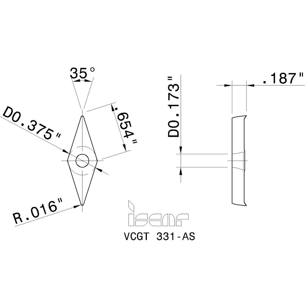 Iscar - Turning Inserts: Insert Style: VCGT; ANSI Size Code: 331; ISO ...