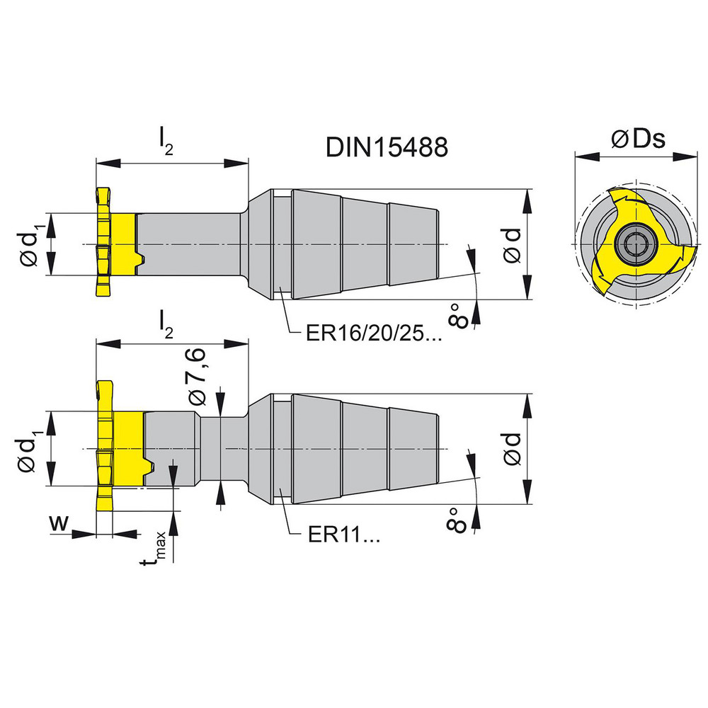 HORN - Replaceable Tip Milling Shanks: Shank Type: Cylindrical; Shank ...