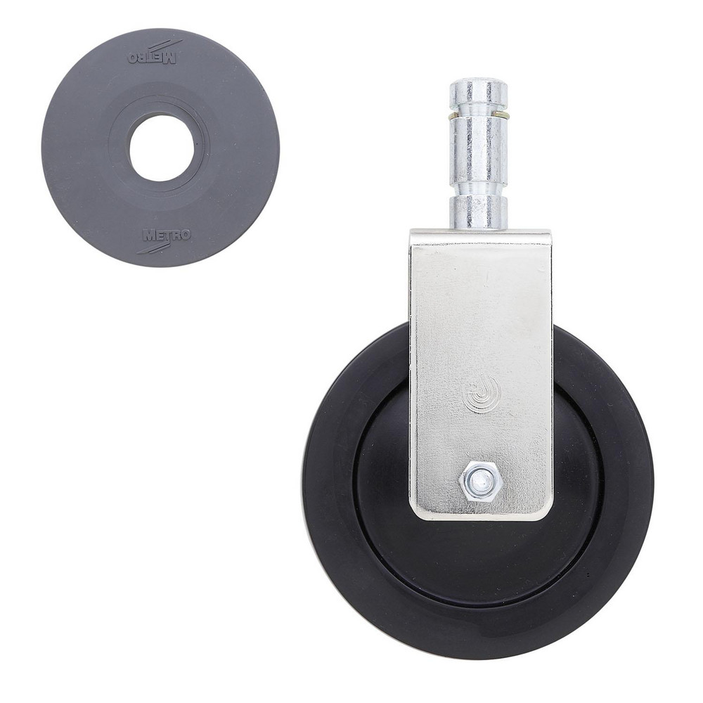 Metro - Rigid & Rubber Caster Wheel: Rubber, 5" Dia, 1-1/4" Wide, 3/8 ...