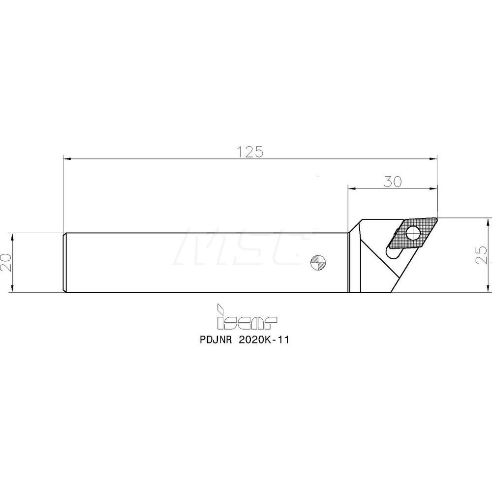 Iscar - Indexable Turning Toolholder: PDJNR 2020K-11, 93.0 deg Lead Angle, Lever | MSC Direct