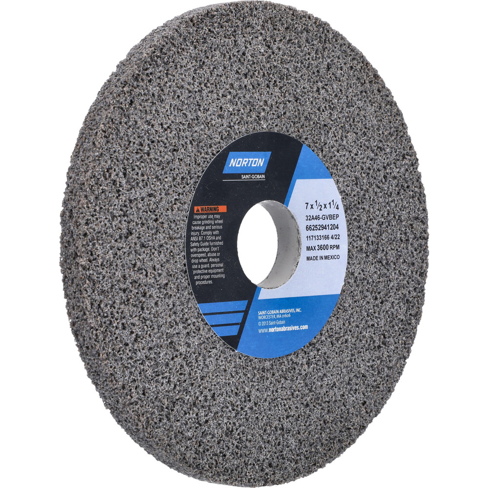 Norton - Surface Grinding Wheel: 7" Dia, 1/2" Thick, 1-1/4" Arbor, 46 ...